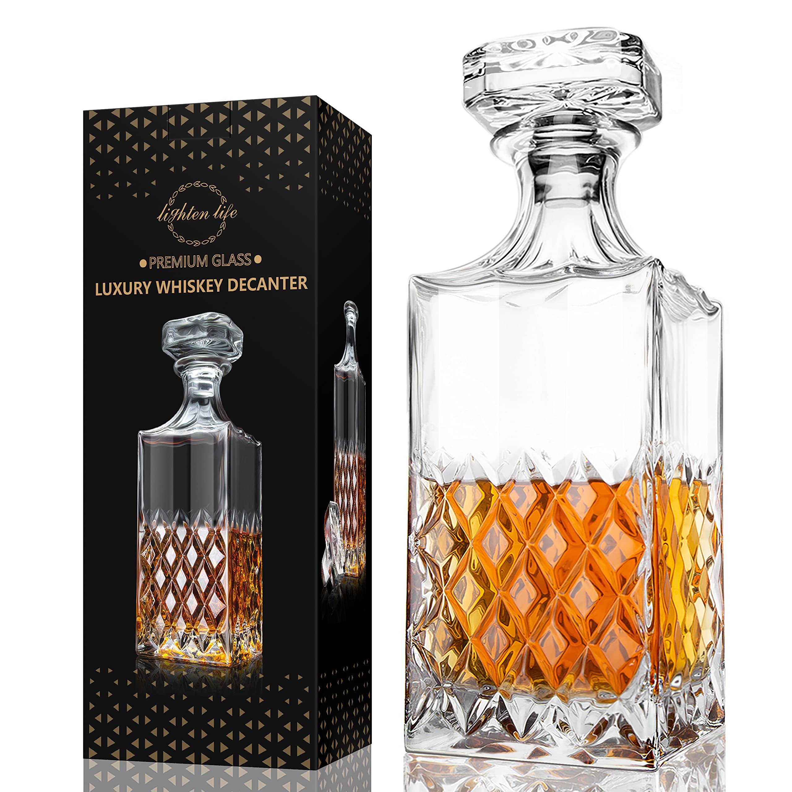 Mua Whiskey Decanter,29oz Crystal Decanter with Glass Stopper,Liquor ...