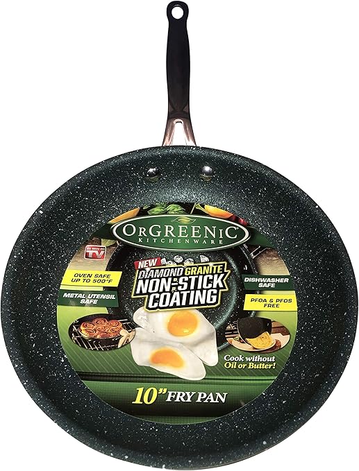 Amazon.com: OrGREENiC Diamond Granite 10 Inch Fry Pan Non-stick Ceramic ...