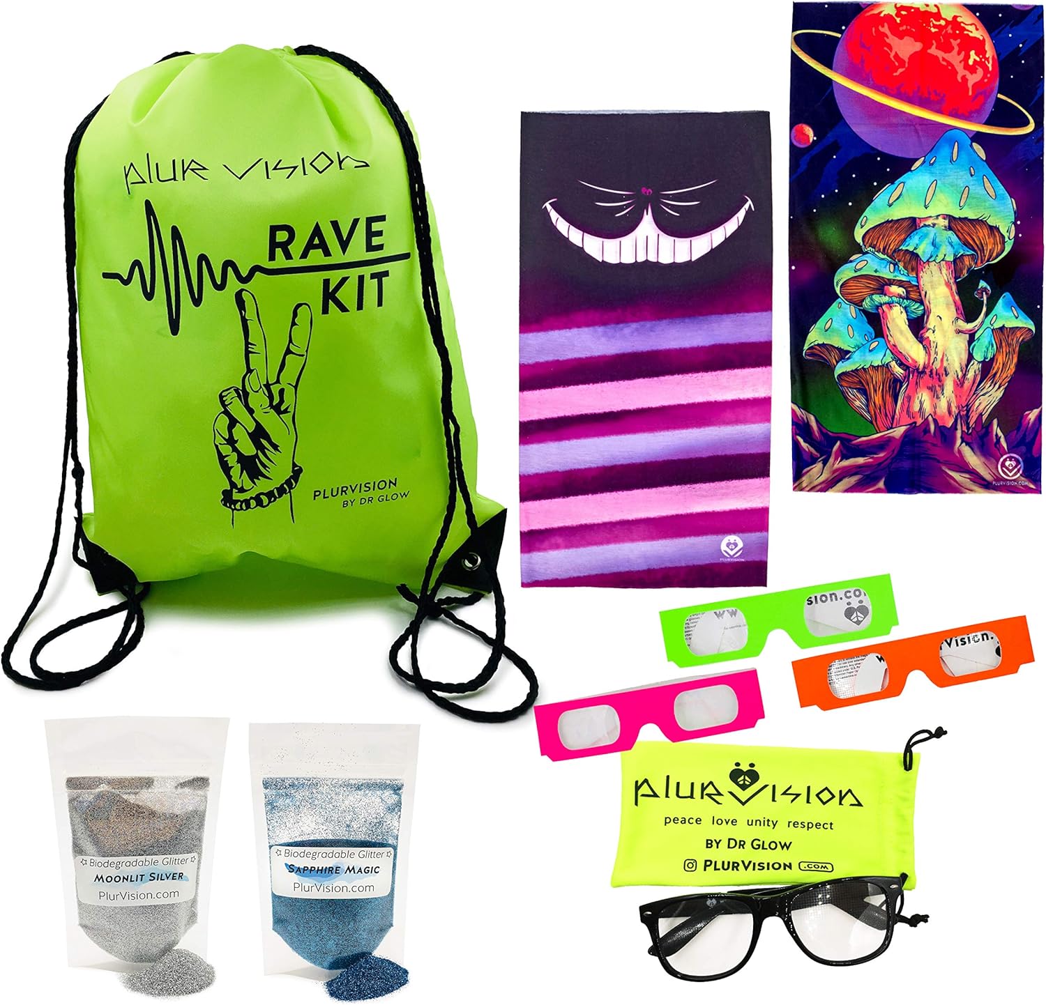 Amazon.com: Deluxe Rave Kit Bundle from Plur Vision (by Dr Glow) - All ...