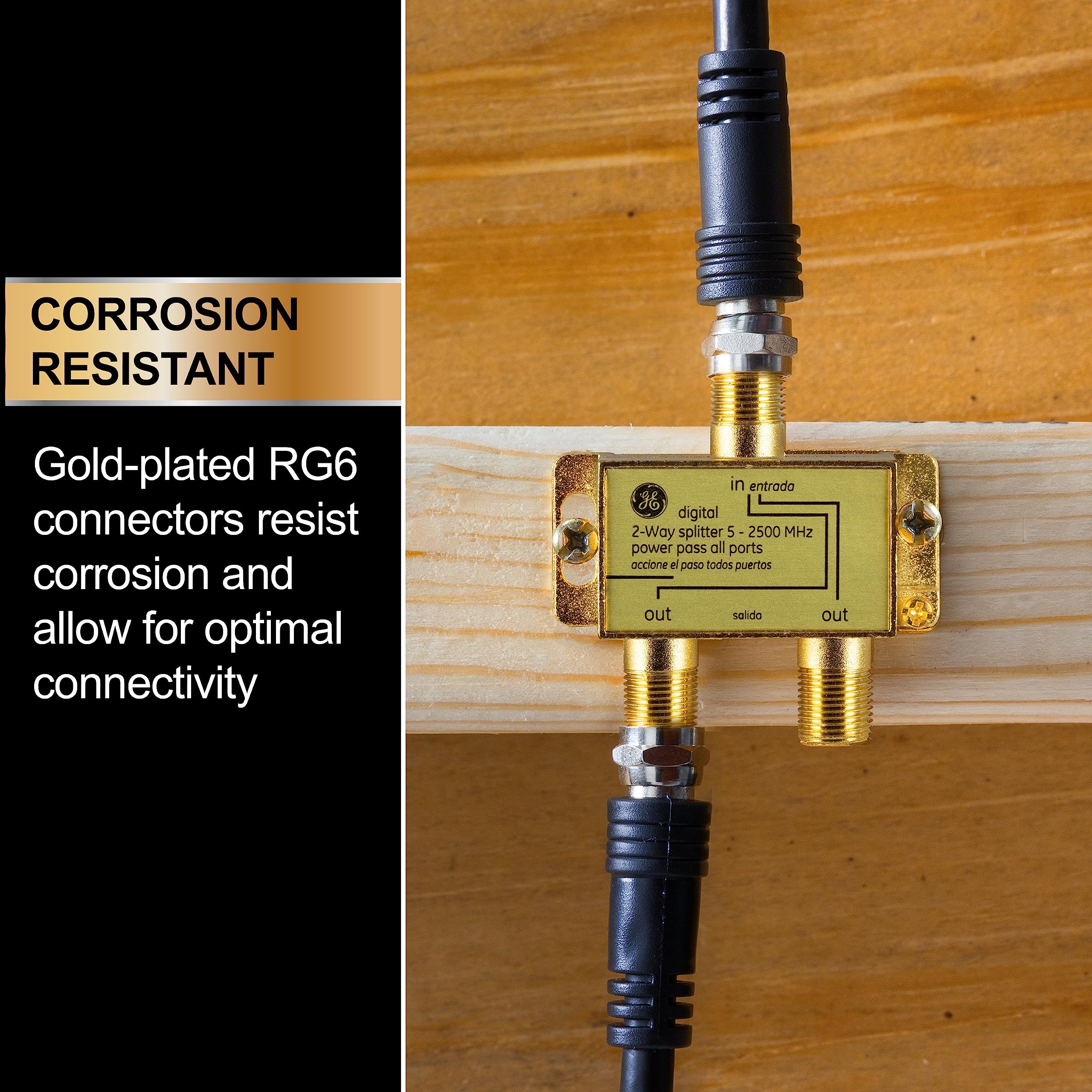 Mua GE Digital 2-Way Coaxial Cable Splitter, 2.5 GHz 5-2500 MHz, RG6 ...