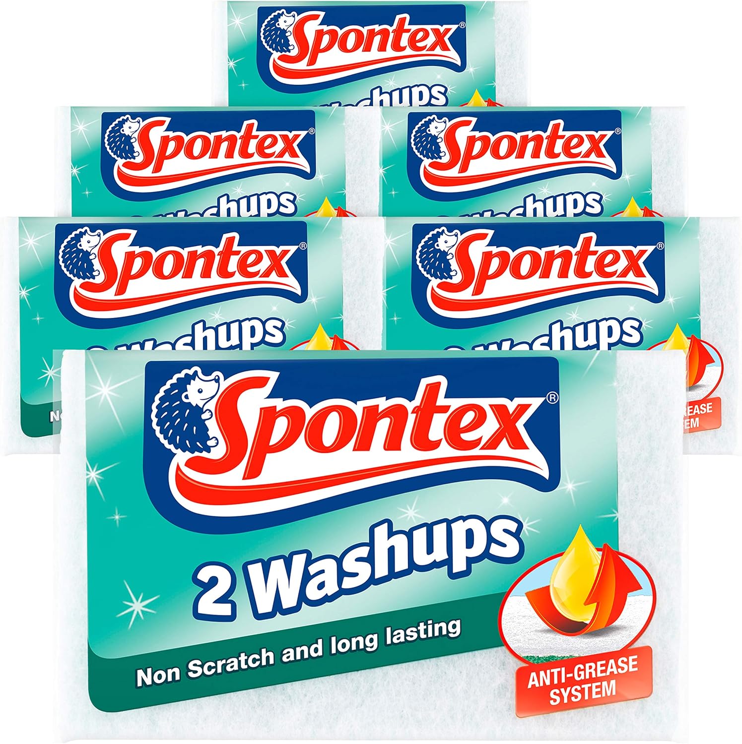 Amazon.com: Spontex Non Scratch Washups Sponge Scourers - Pack of 6 ...