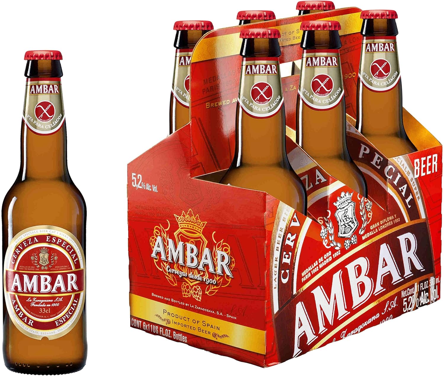 Ambar especial cerveza senza glutine Lager. 24 flaconi di 330 ml 5.2 ...