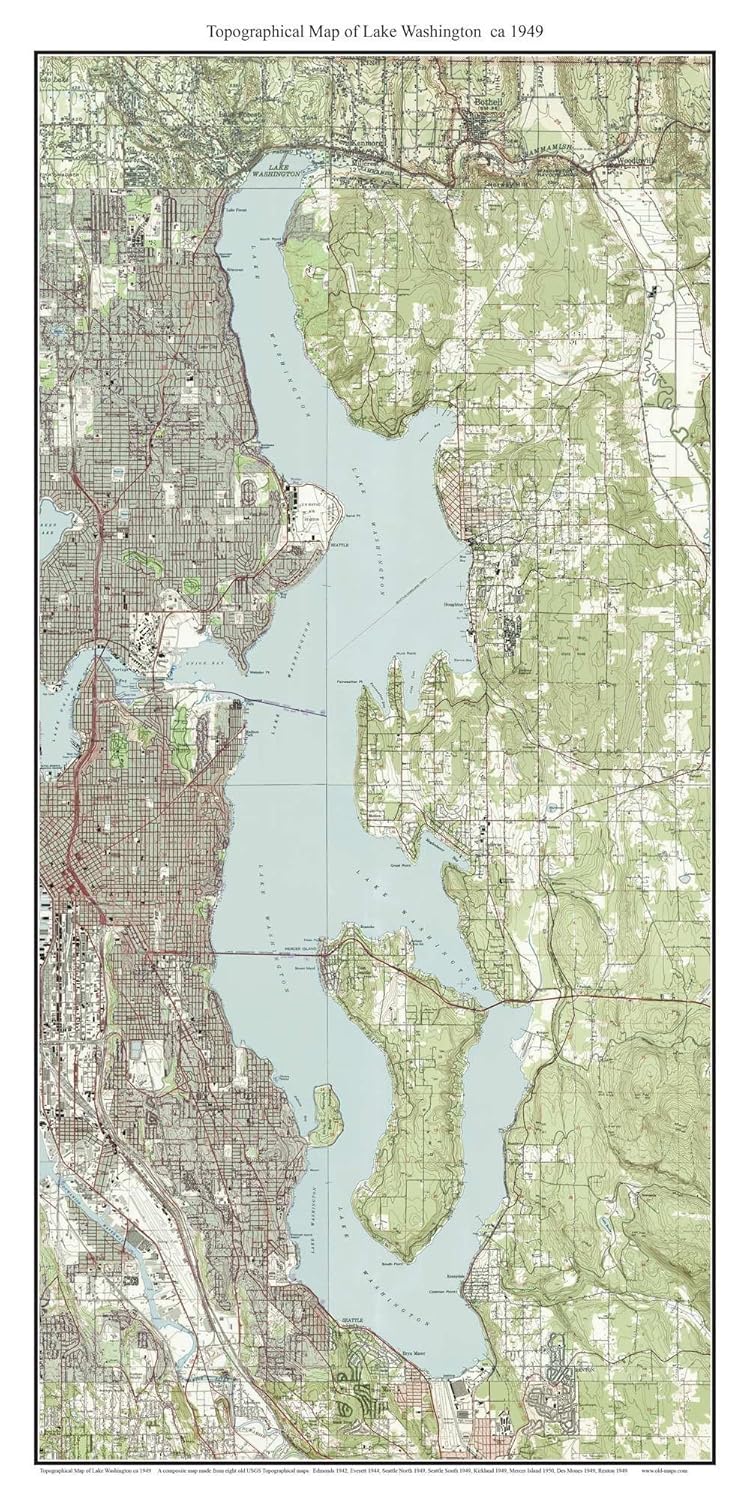 Amazon.com: Lake Washington - ca. 1949 - USGS Old Topographic Map ...