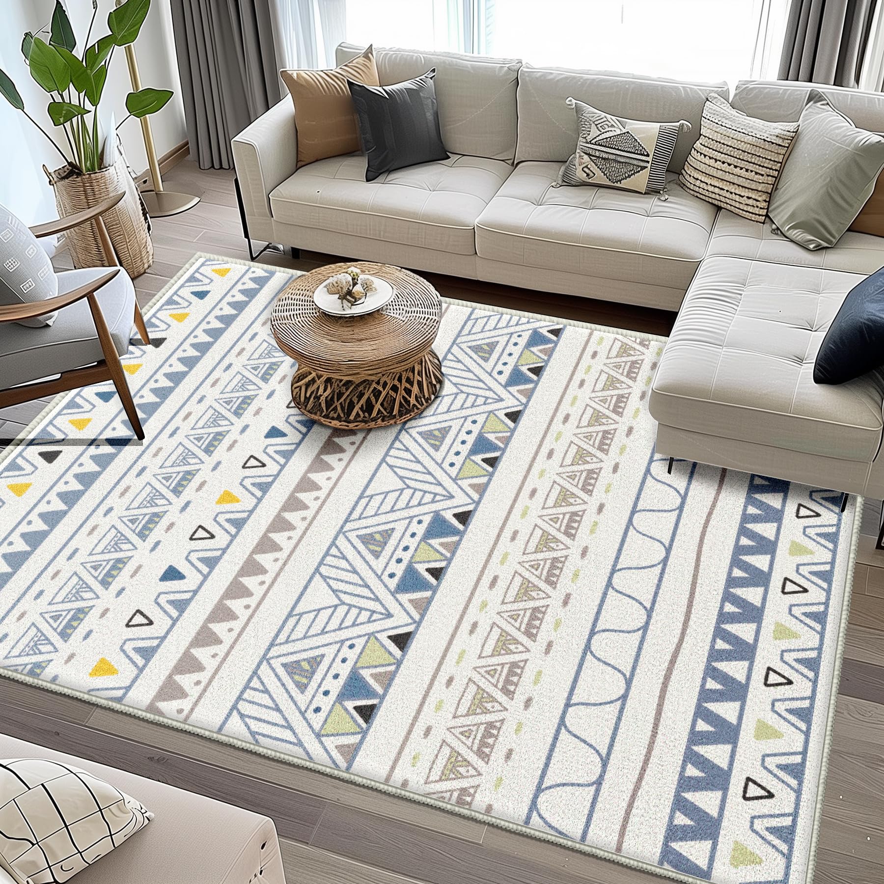 Rugs for Living Room 5x7 Area Rugs Machine Washable Boho Area Rug Non ...