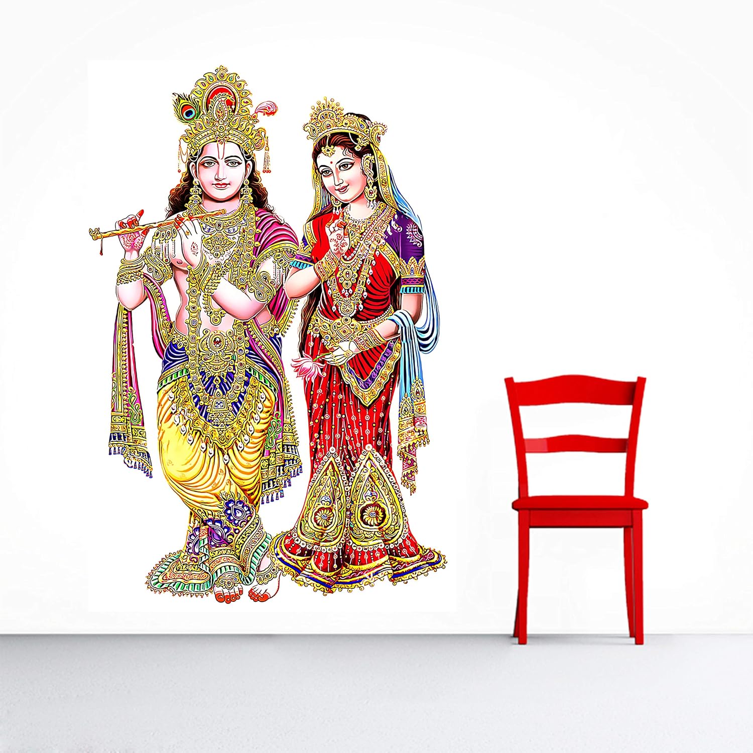 Buy DivineDesigns Radha Krishna Stand Pose Wall Sticker (Cover Area ...