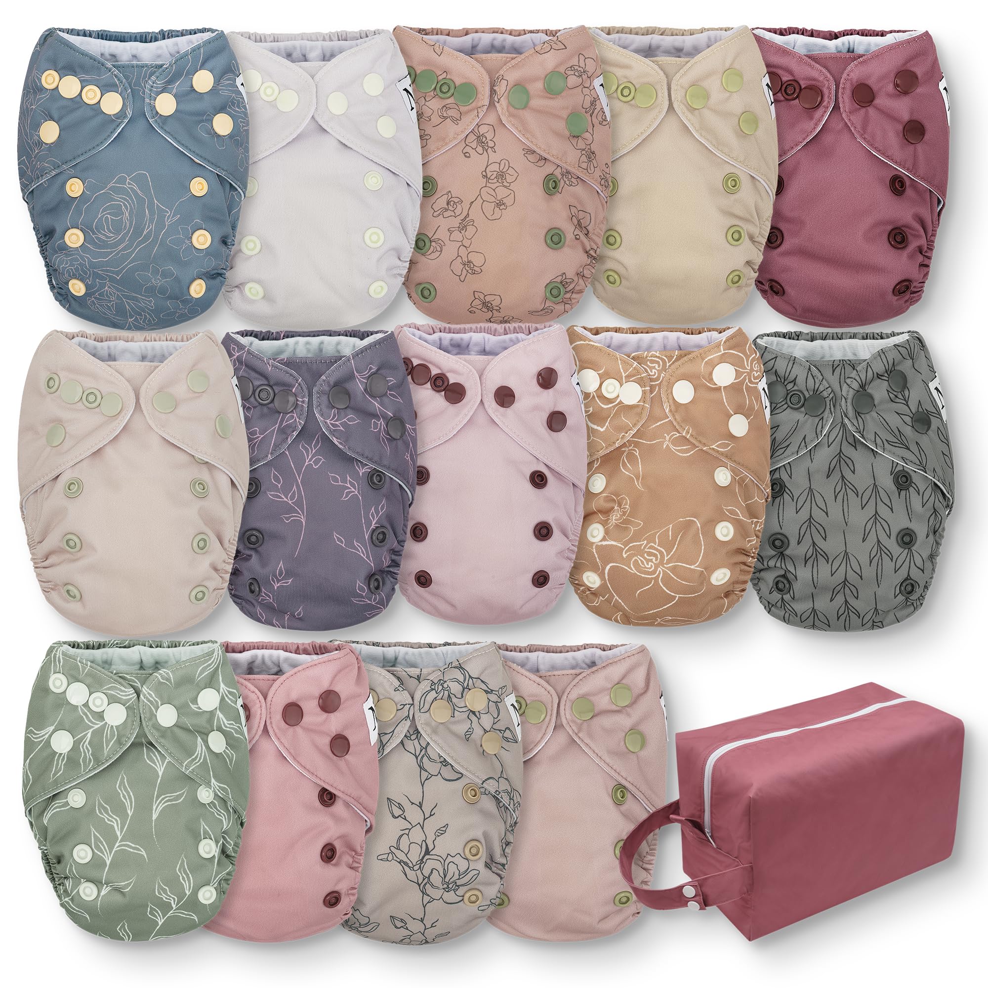 Nora's Nursery Newborn All in One Cloth Diaper 14 Pack with 1 Diaper ...