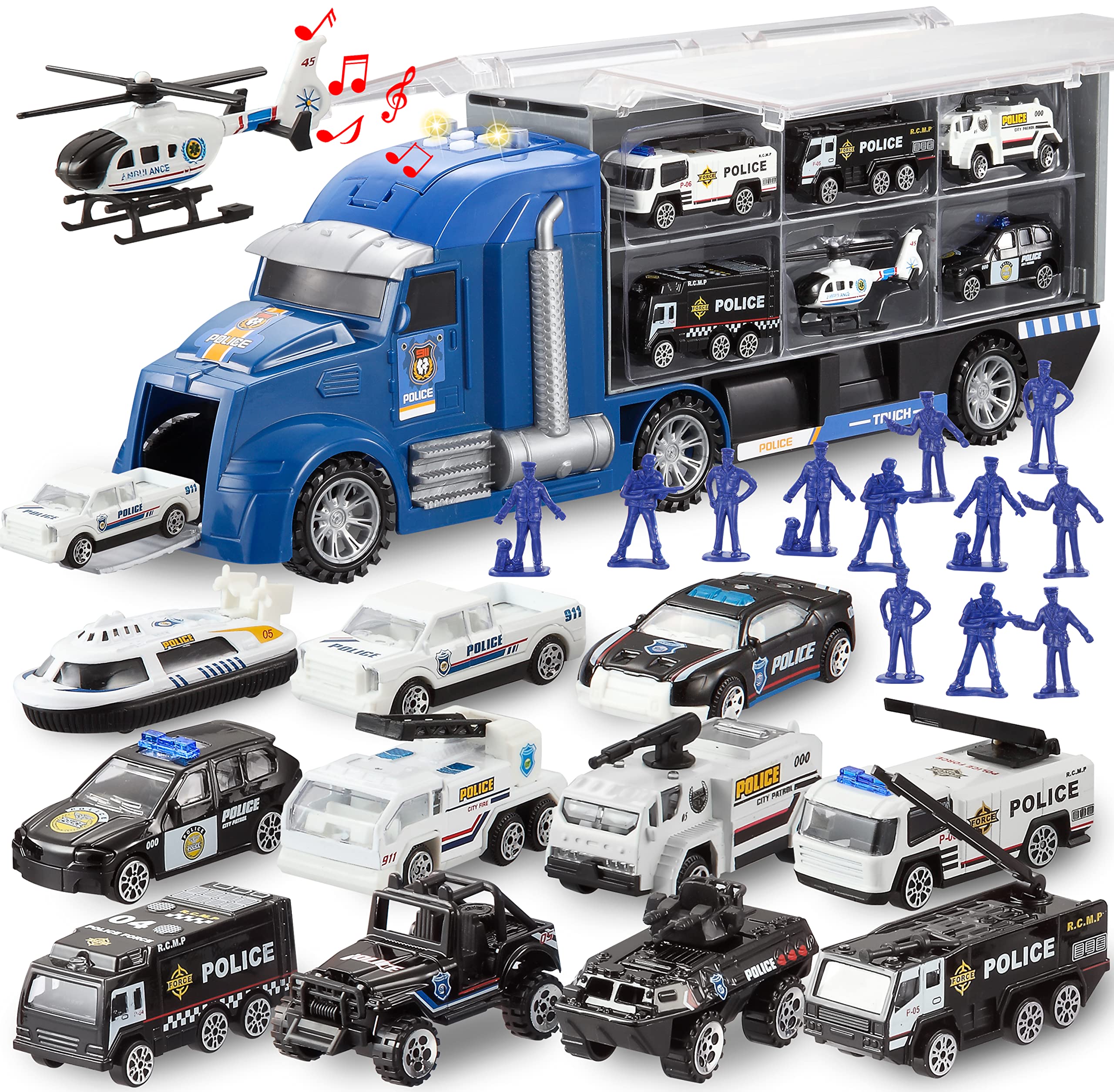 JOYIN 25 in 1 Police Rescue Truck Car Toy Set with Sounds and Lights ...