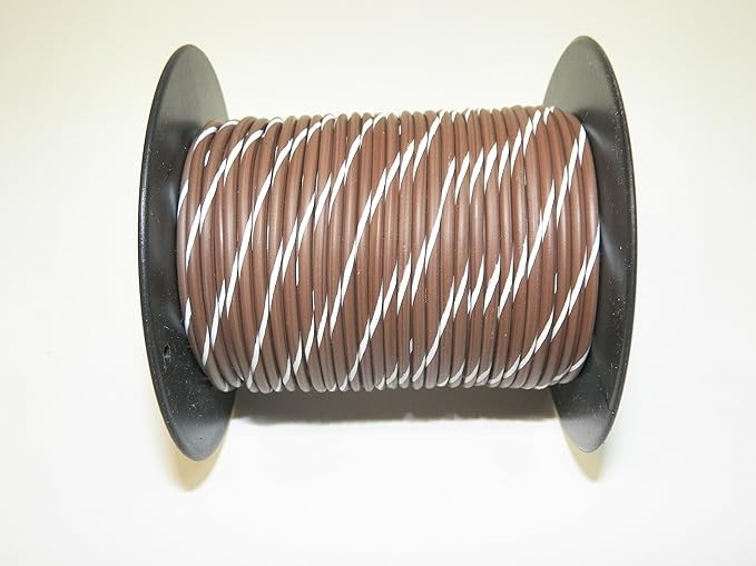 Amazon.com: brown/white Striped, 18 GA AWG GXL Wire, 100' Spool, For ...