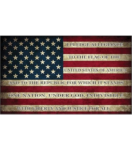 Pledge Of Allegiance American Flag With Vinyl Metal Flag, American