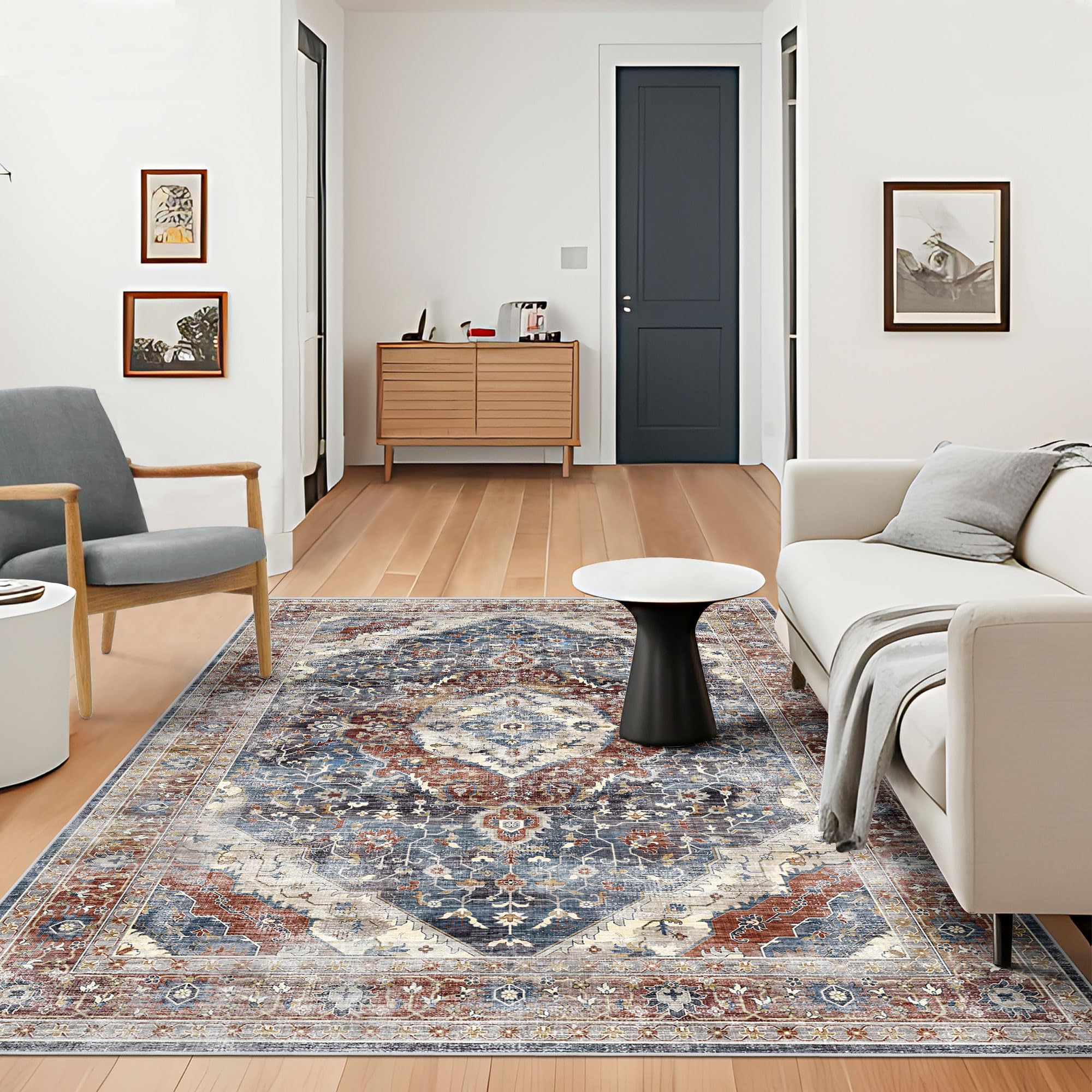 Deerly Boho Area Rug Large Rugs for Bedroom Machine Washable Rugs for ...