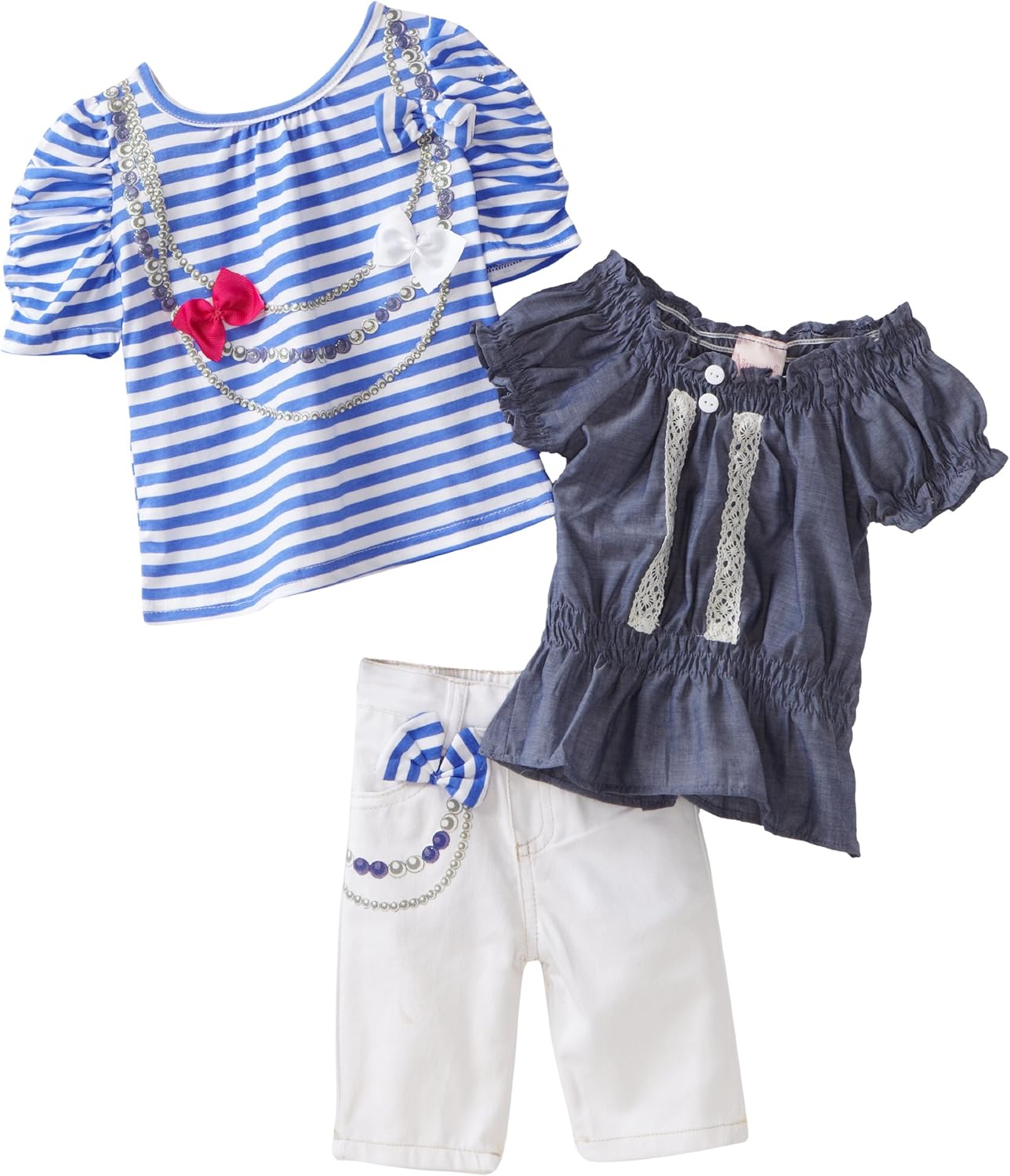 Amazon.com: Nannette Baby Girls' Stripe Capri Set, Blue, 12 Months ...