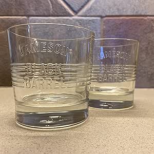 Amazon.com | Jameson Irish Whiskey Black Barrel Glasses (Set of 2 ...