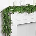 Amazon.com: Watayo 2 Pcs Christmas Norfolk Pine Garland- 6 Ft Dense Real Touch Pine Garland ...