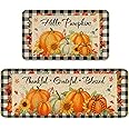 Amazon.com: 2 Pieces Hello Pumpkin Kitchen Mat Autumn Kitchen Rugs ...