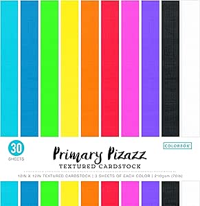 Amazon.com: ColorBok Textured Cardstock Paper Pad, 12" x 12", Primary ...