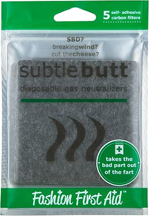 Subtle Butt: Disposable Gas Neutralizers (5 Charcoal Fart Pads) odor ...