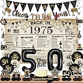 Amazon.com: DARUNAXY 50th Birthday Party Decorations for Men Women, Vintage Back in 1975 Banner ...