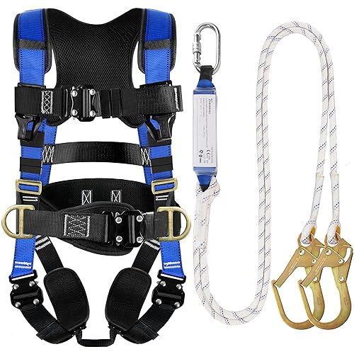 TRSMIMA Safety Harness Fall Protection - Roofing Harness Kit Men Full ...