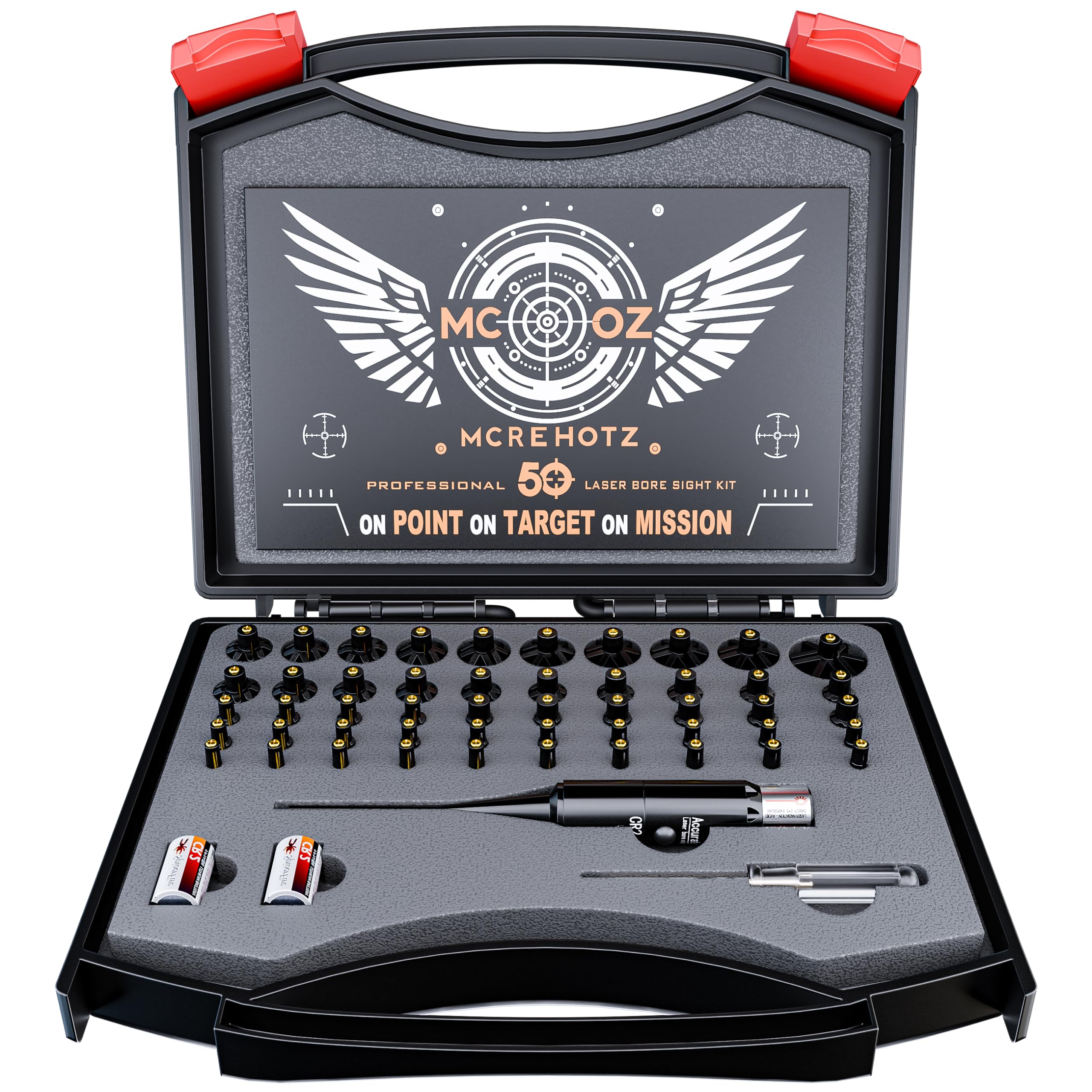 MCREHOTZ Professional Laser Bore Sighting Kit: Red Bore Sight with 50 ...