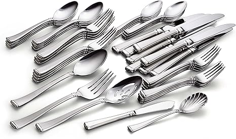 Amazon.com | Lenox 45-Piece Gorham Column Frosted, Silver: Flatware Sets