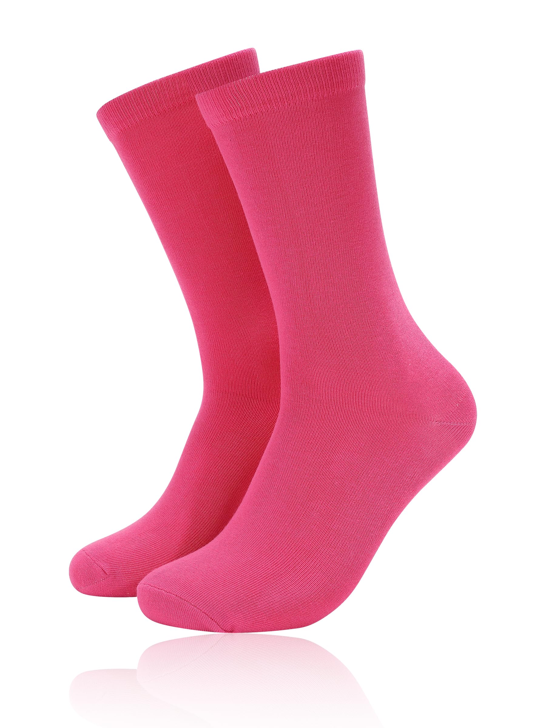 Forony Dress Socks for Men Cotton Business Crew Socks Fuchsia Hot Pink ...
