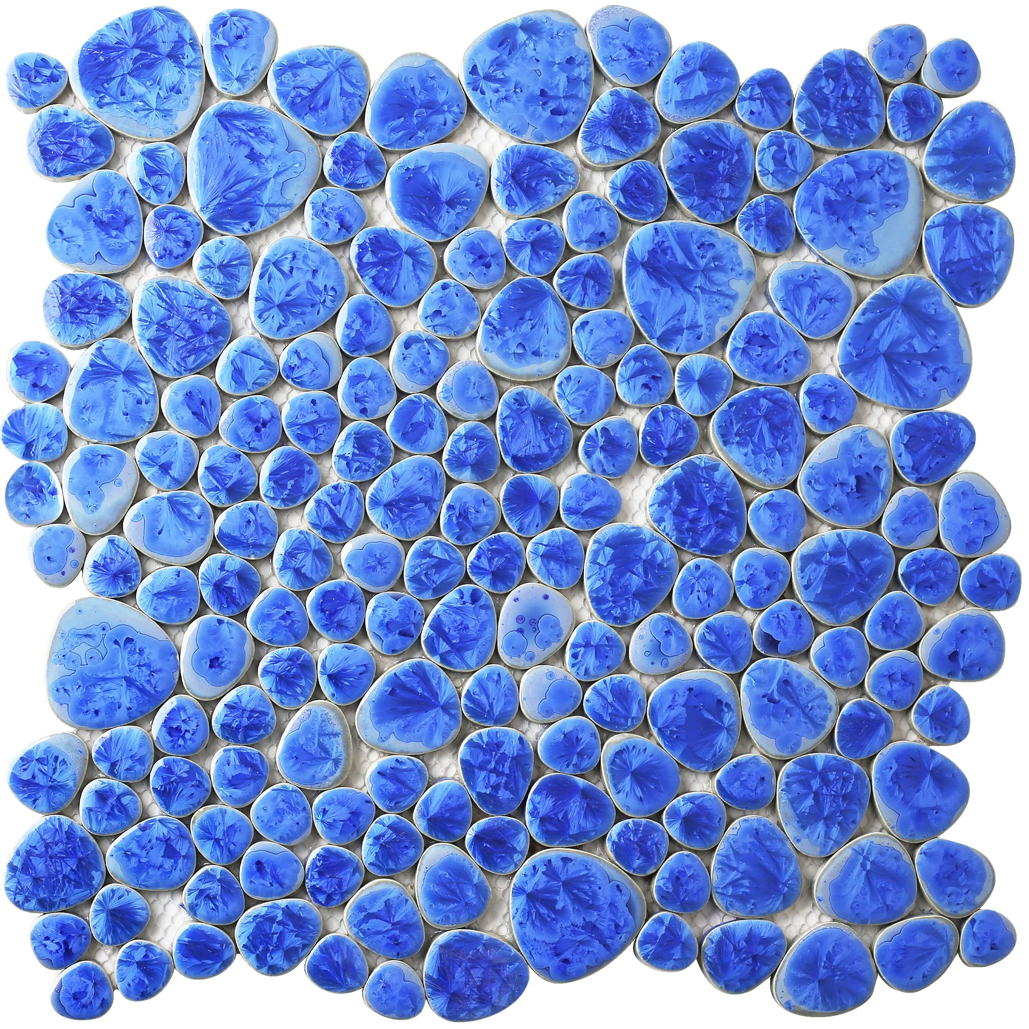 Blujellyfish Pebbles Tile Ceramic Azure Blue Mosaic Tiles for Swimming ...