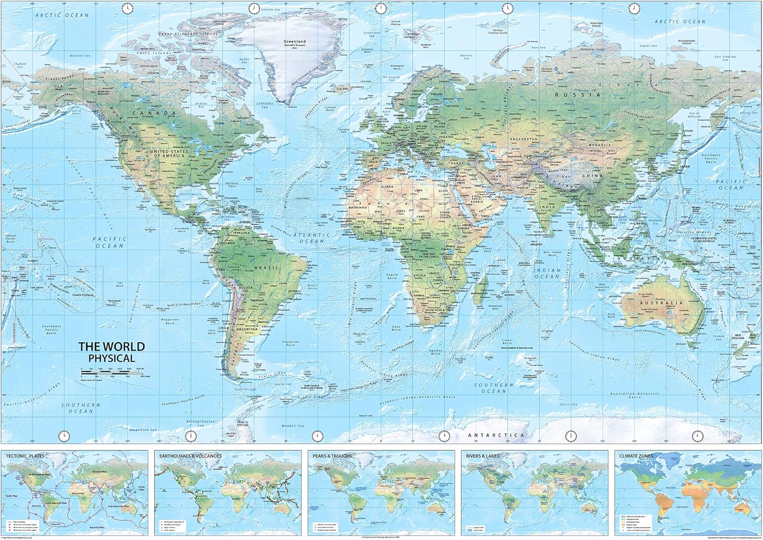 World Map - Physical - Paper Laminated - A0: Amazon.co.uk: Office Products