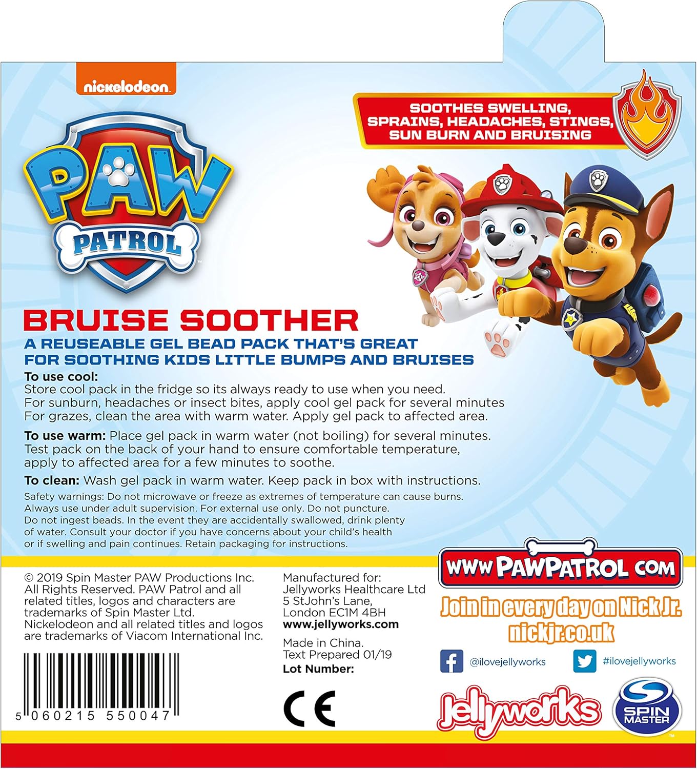 Paw Patrol Children’s Bruise Soother | Cooling Gel Pack/Ice Pack for ...