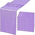 Amazon.com: JALANCY 6 Pack Light Purple Sequin Table Runner Sequin Table Cloths 12"" x 72 ...