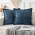 Amazon.com: UGASA Super Soft Stripe Pillow Covers Set of 2 Splicing Corduroy Textured Solid ...