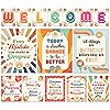 Decorably 15 Retro-Themed Groovy Welcome Signs for Classroom, Matte ...
