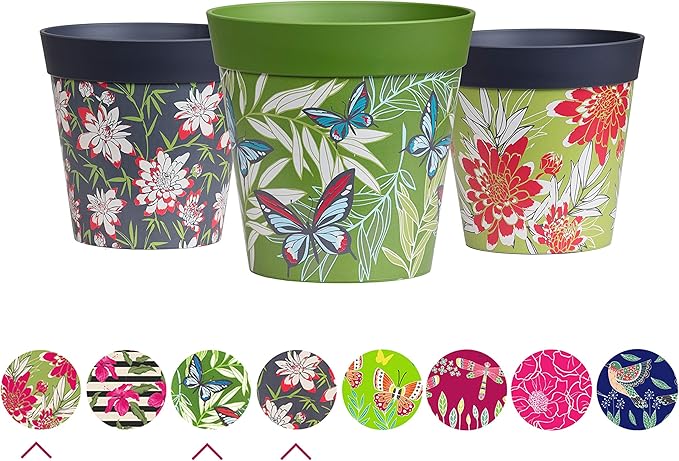 Hum Flowerpots Plant Pots, set of 3 multi coloured, colourful planters ...