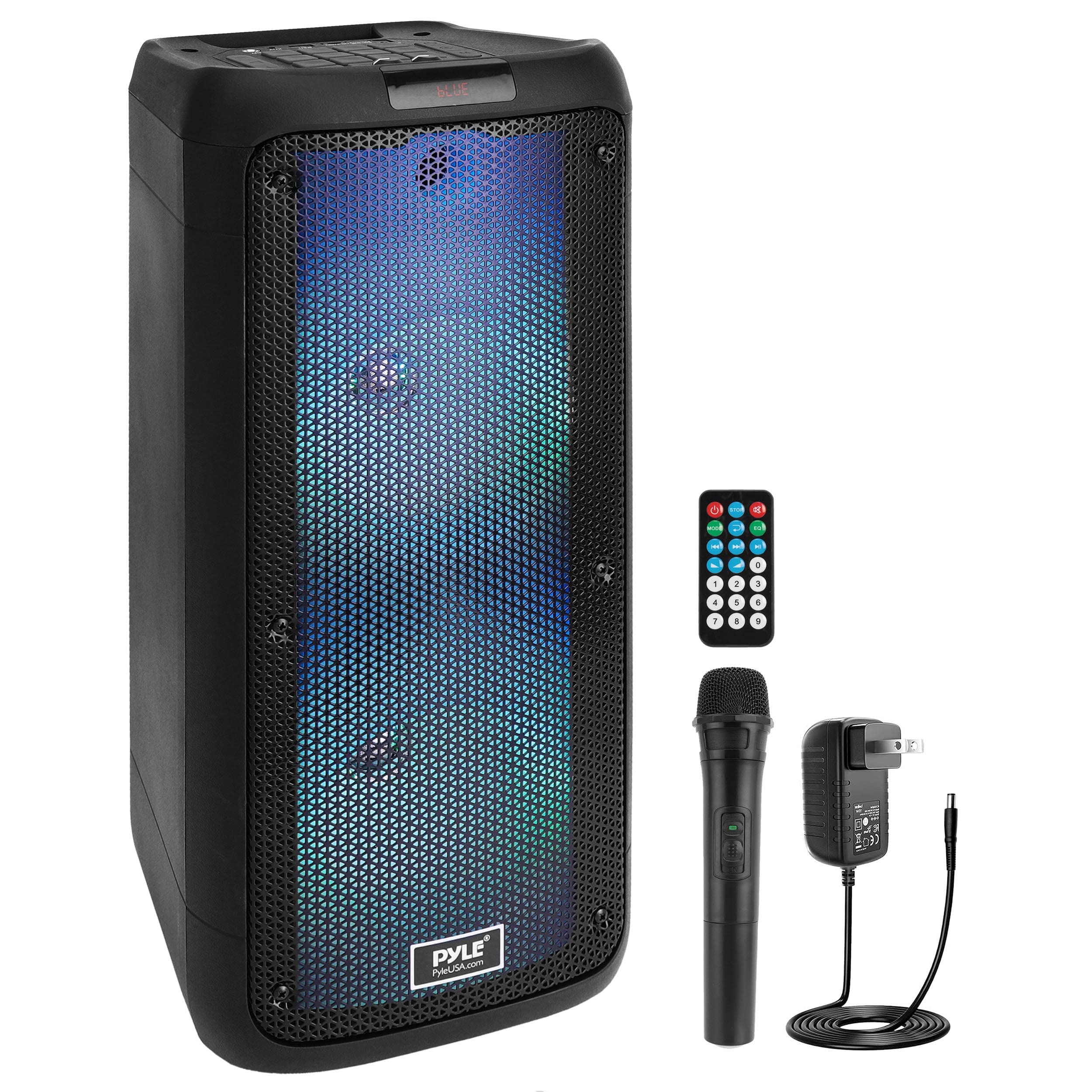 Pyle Portable Bluetooth PA Speaker System - 600W Dual 8” Rechargeable Indoor/Outdoor BT Speaker ...