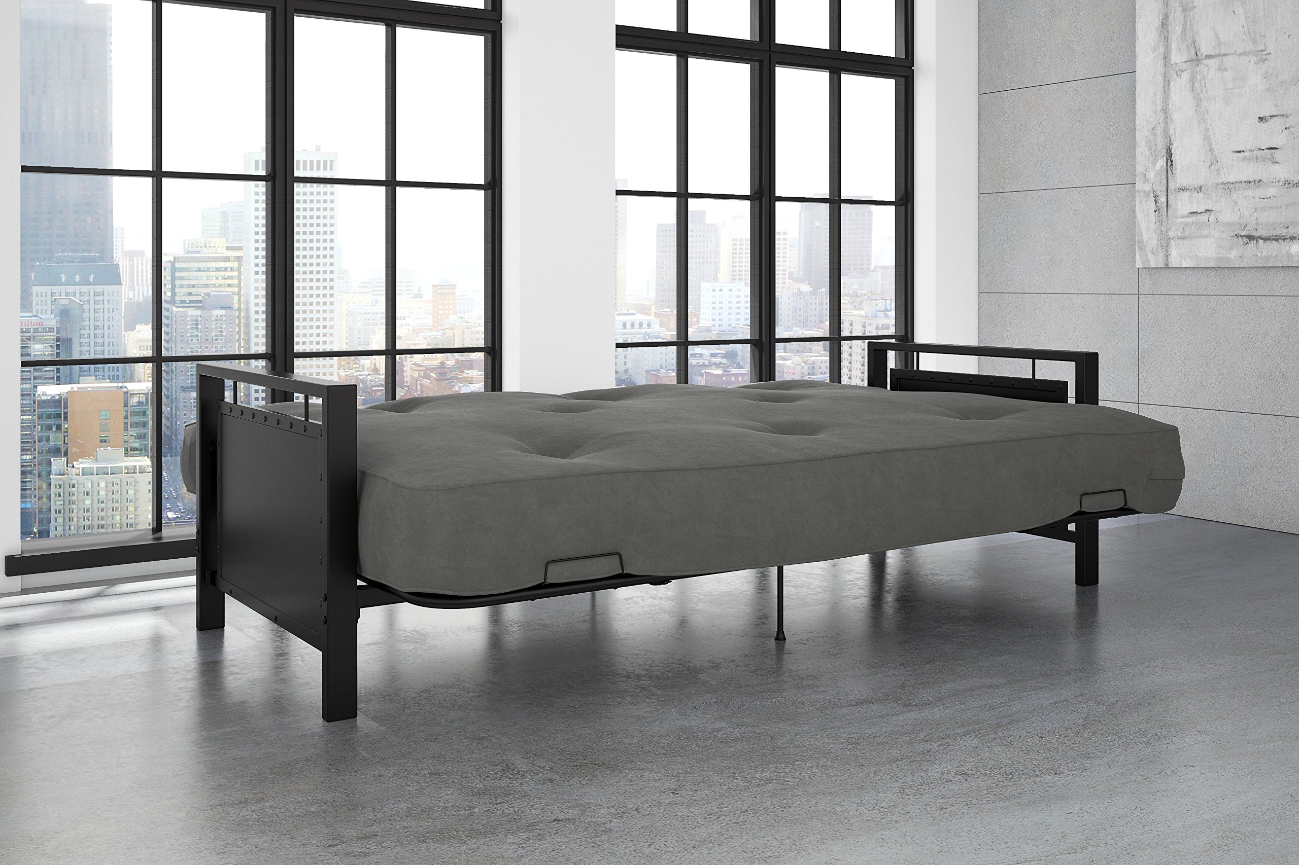 DHP Henley Metal Arm Futon Frame, Industrial Loft Design, Converts to ...