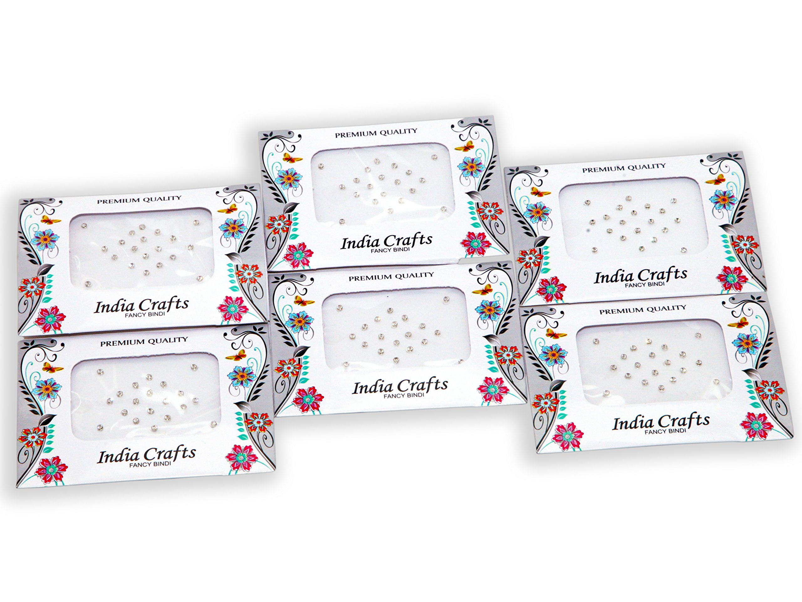 Amazon.com : 240+ 240 Dots WhiteClear Crystal bindis Craft work Indian ...