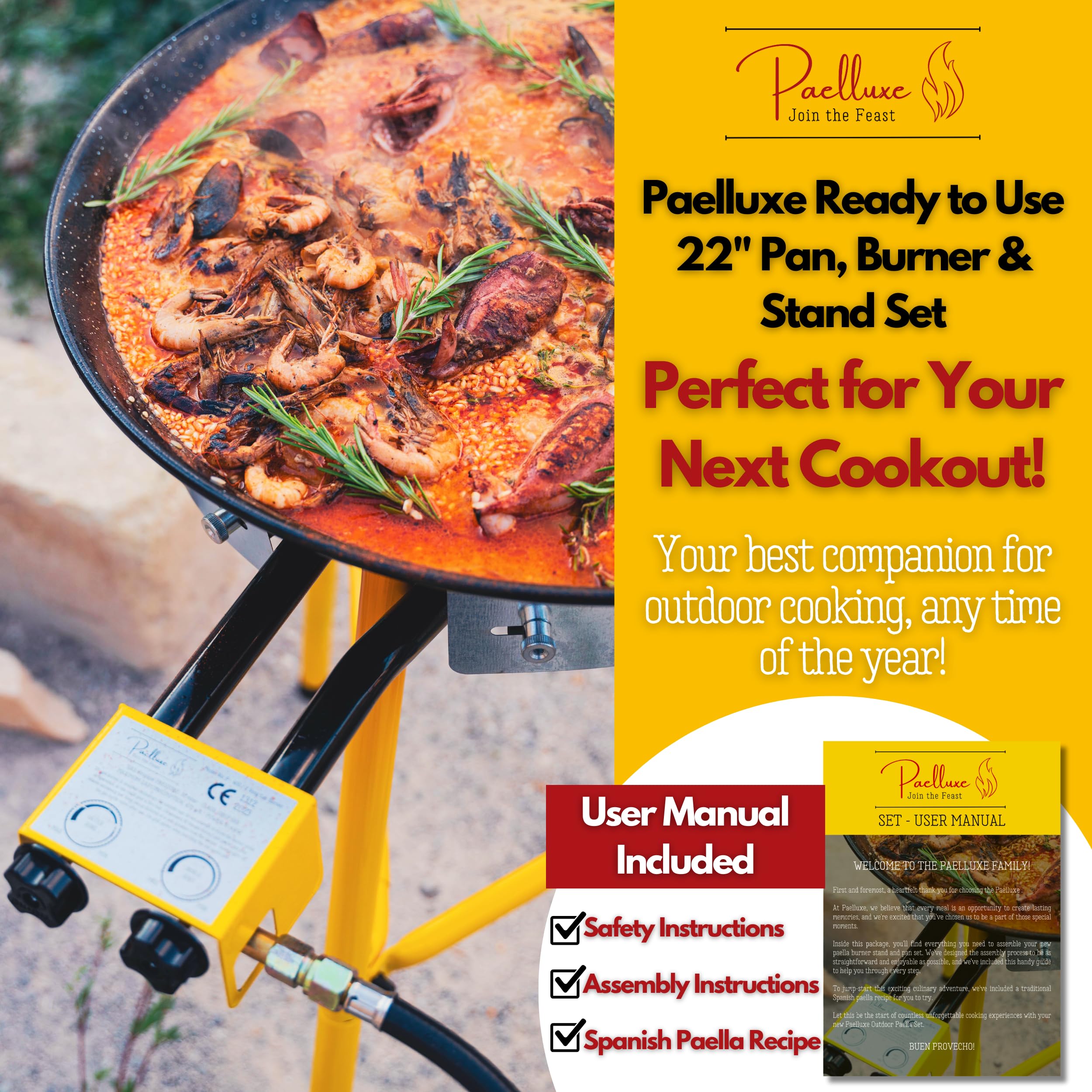 Mua Paella Burner and Stand Set 16 Servings, 22 Inch Paella Pan, Dual ...