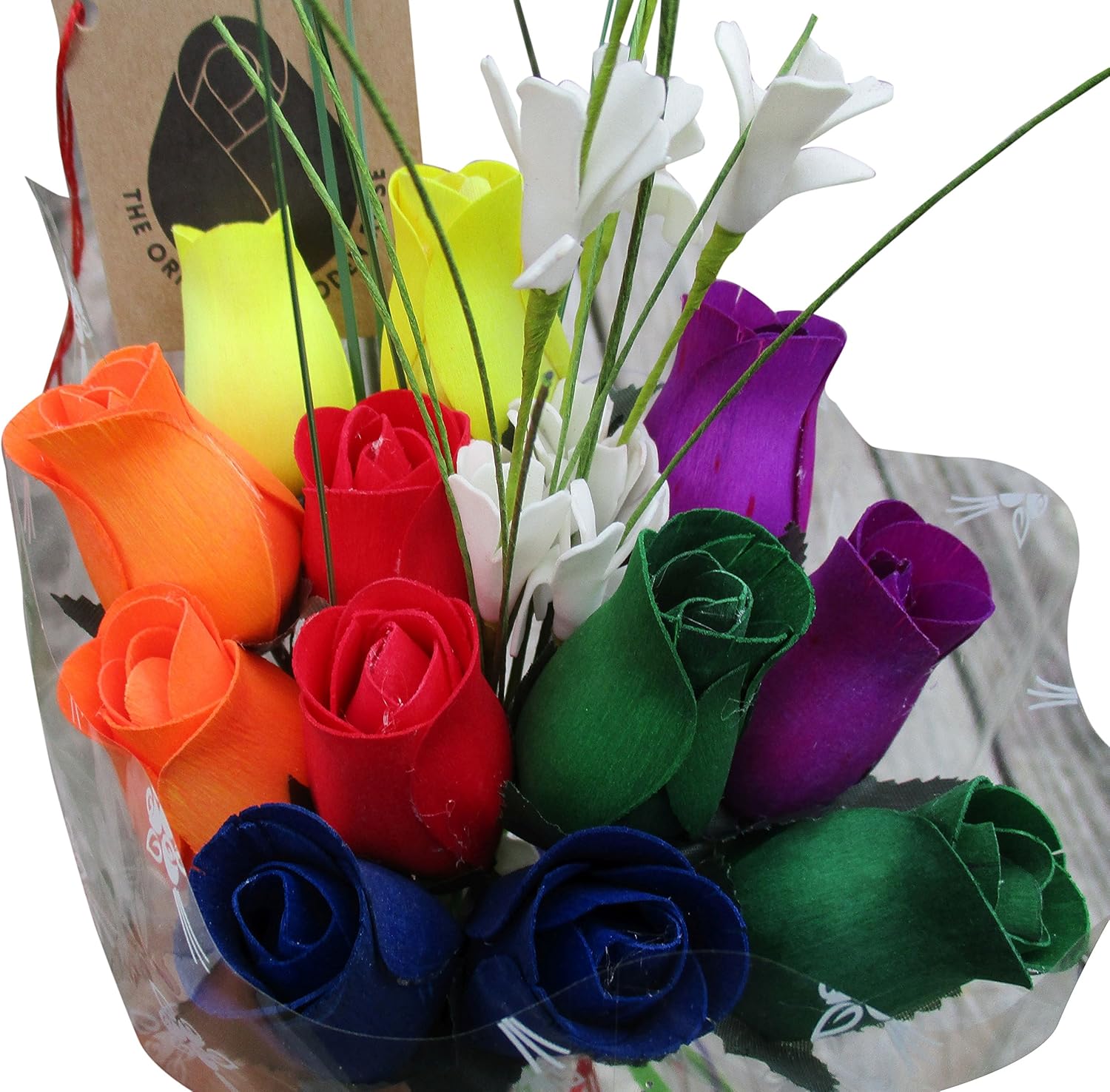 Amazon.com: The Original Wooden Rose Gay Pride Flower Bouquet Closed ...