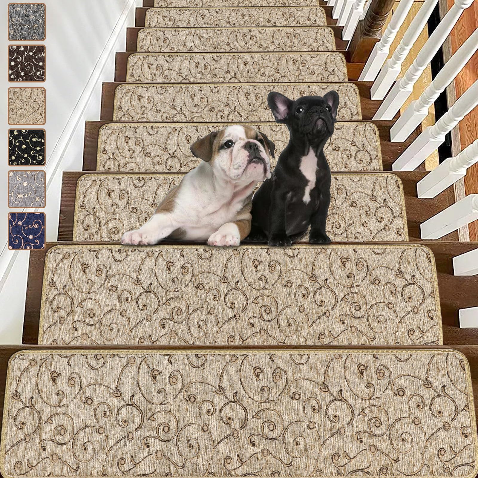 SUNNIKA Stair Treads Non-Slip Carpet Mats 30inX8in Indoor Stair Runners ...