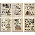 Amazon.com: 6Pcs Vintage Reading Wall Art Retro Book Posters Wall Decor ...