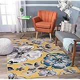 Amazon.com: Modern Floral Circles Design Area Rugs 5' X 7' Yellow ...