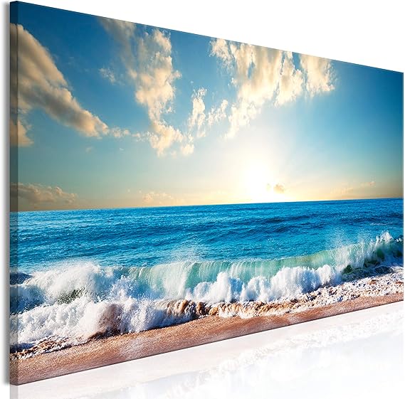 decomonkey Bilder Strand Meer 120x40 cm 1 Teilig Leinwandbilder Bild auf Leinwand Vlies Wandbild ...