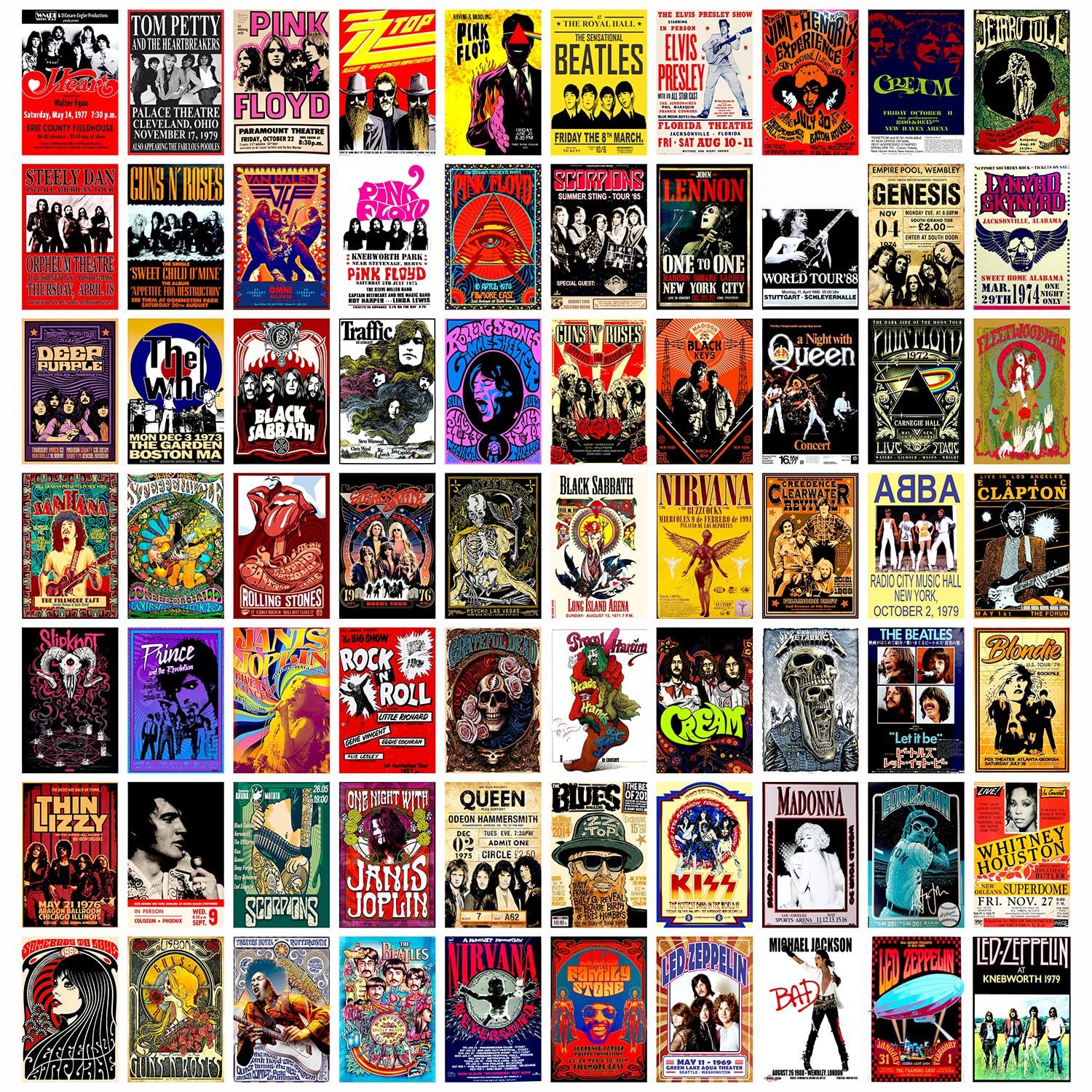 Mua 72Pcs Vintage Rock Band Posters Wall Collage Kit - Old Retro Music ...