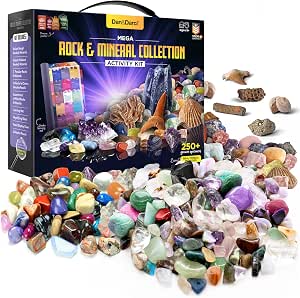 Rock, Fossil & Mineral Collection & Activity Kit. Includes 250+ Real ...