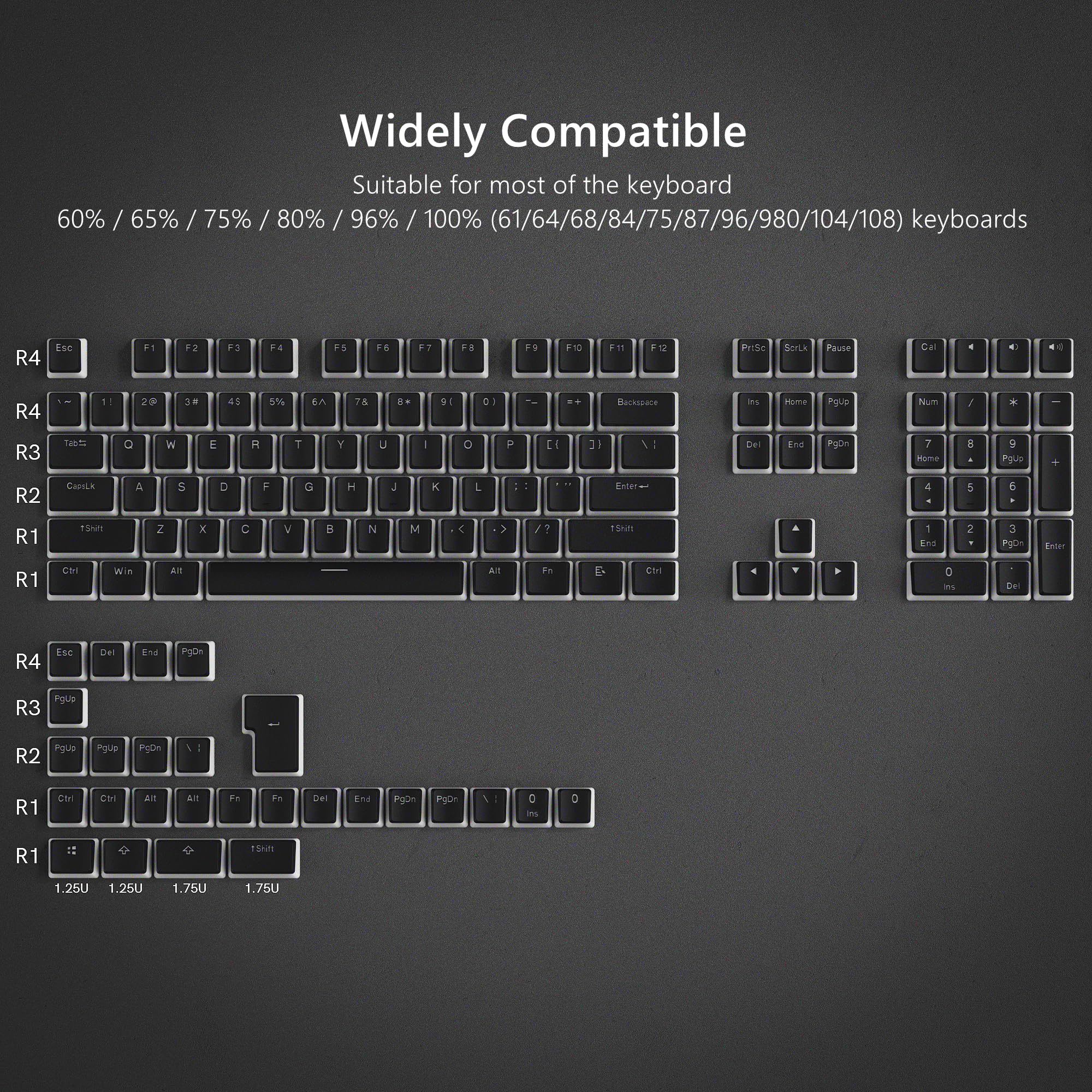 Mua Womier Pudding Keycaps, Black PBT Keycaps 100 percent keyboard 130 ...