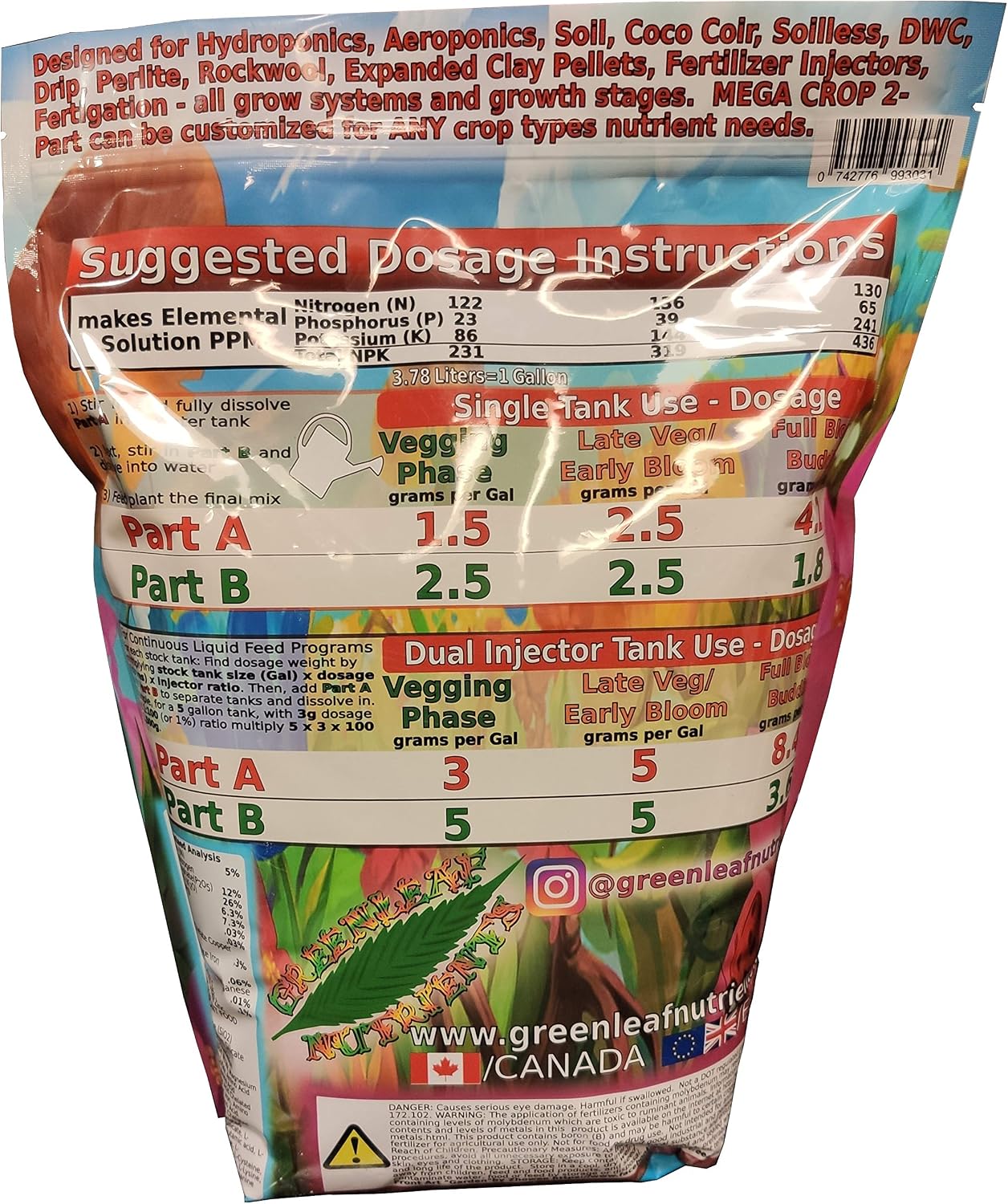 Greenleaf Nutrients Mega Crop 2 Part A 5-12-26 Hydroponic Soil ...