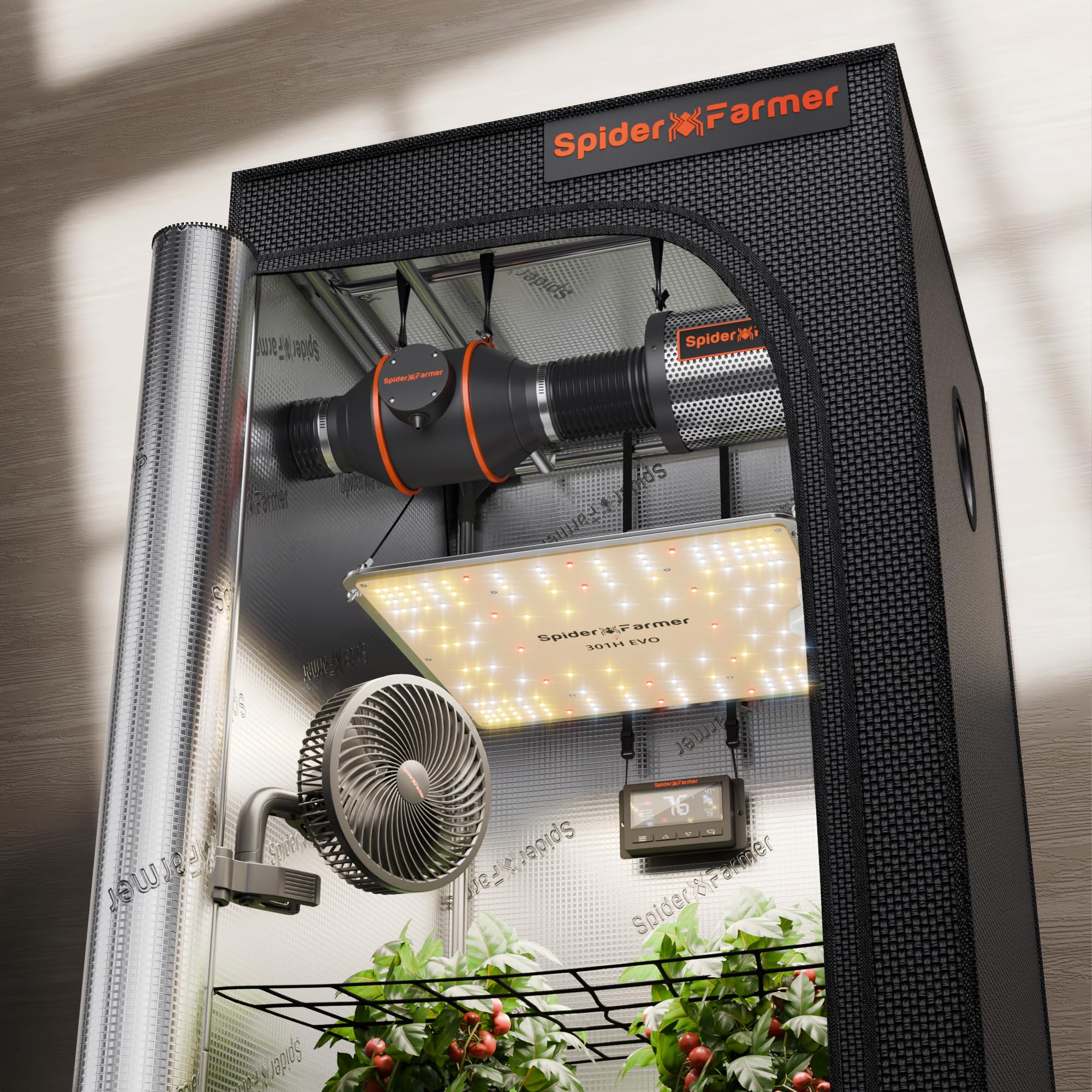 Spider Farmer EVO Grow Tent Kit Complete 2.3x2.3 SF-1000 Samsung LM301H ...