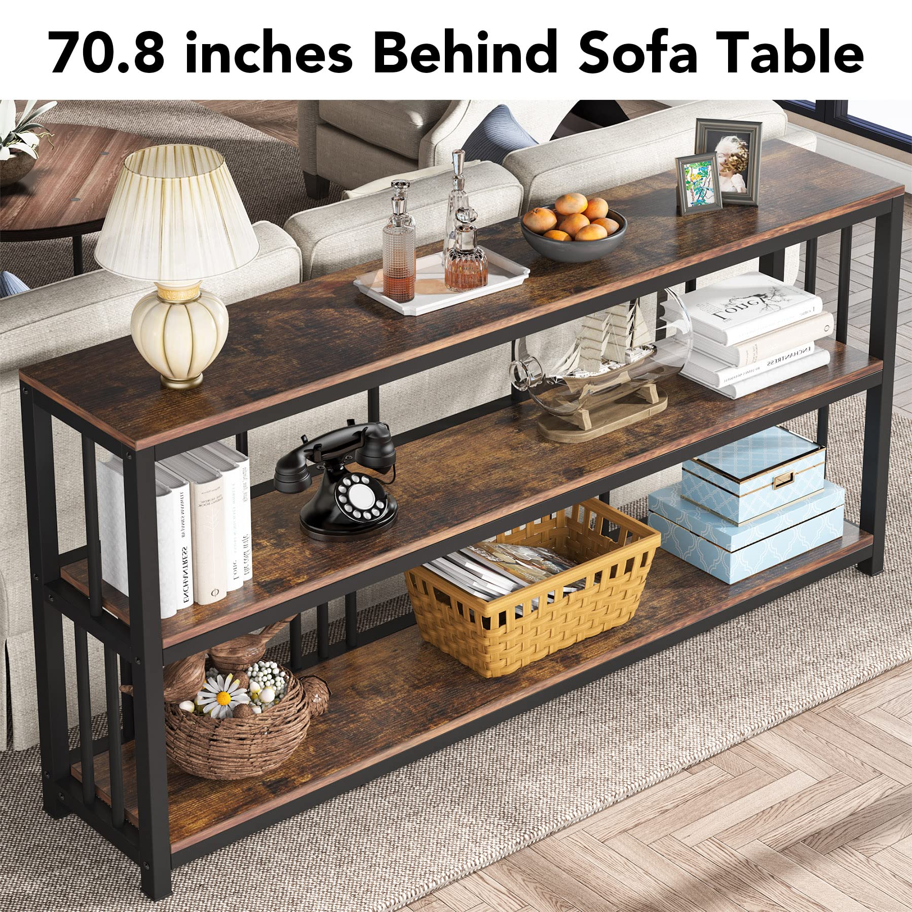 Mua Tribesigns 70.89 in Console Table, 3 Tiers Entryway Table, Long ...