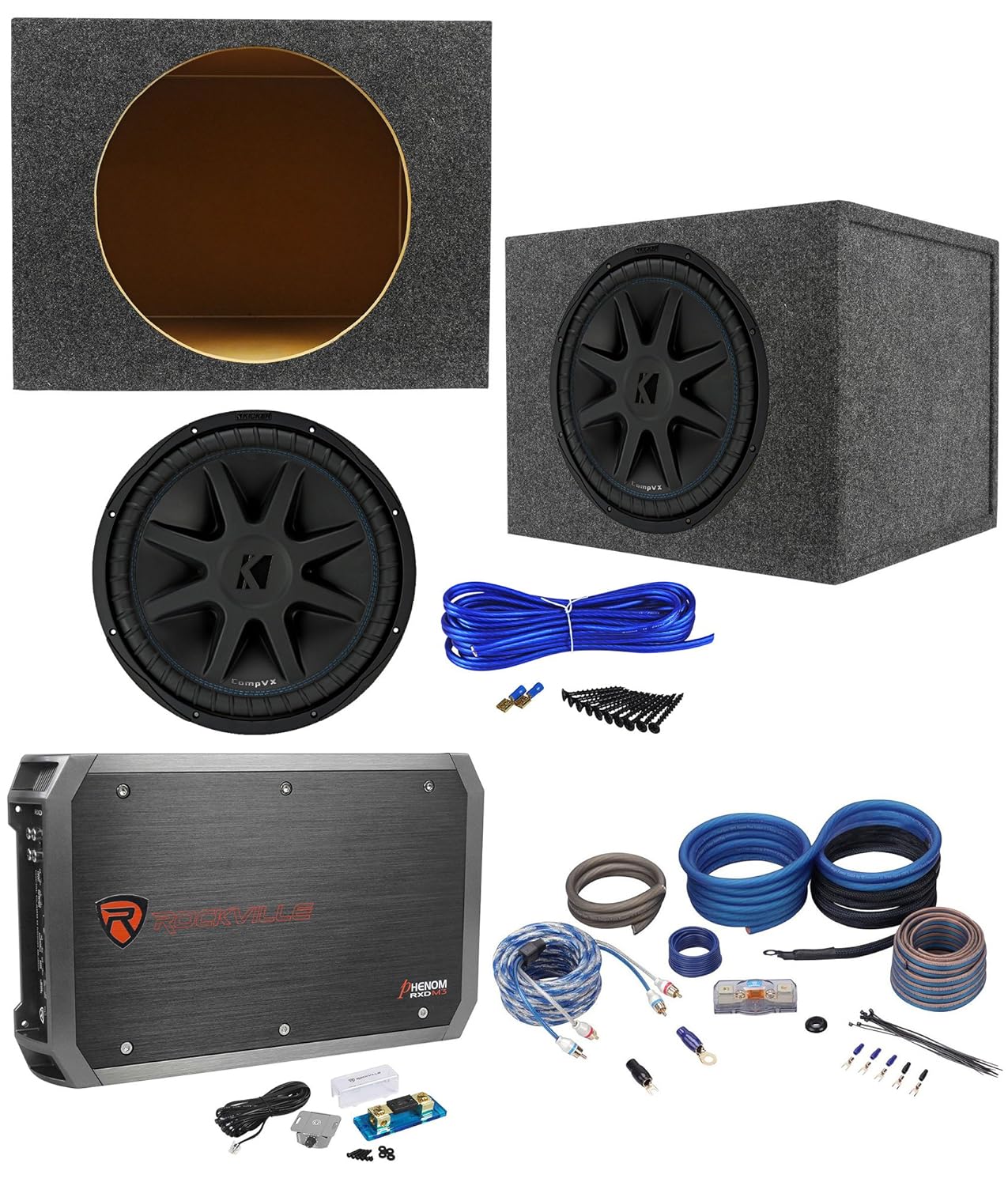 Amazon.com: Kicker 44CVX152 CVX 15" 2000w Car Subwoofer+Sealed Sub Box ...