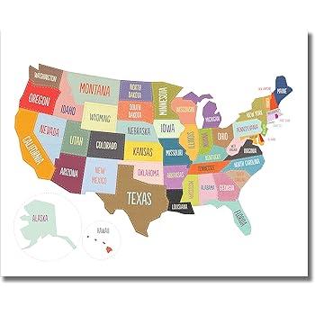 Amazon.com: UNITED STATES MAP GLOSSY POSTER PICTURE PHOTO america usa ...