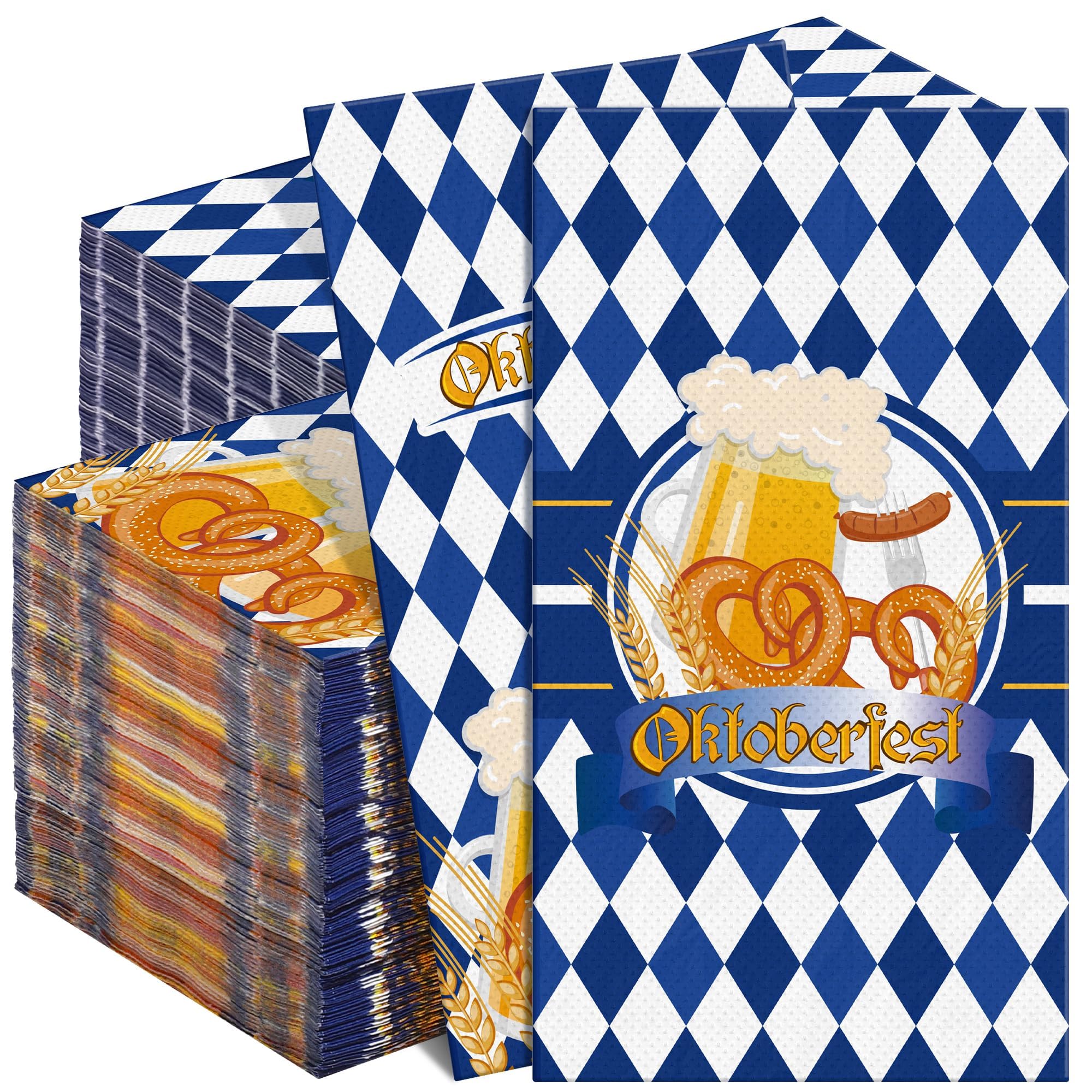 Kochorie 200 Pcs Oktoberfest Paper Napkins 3 Ply Rectangle Blue and ...